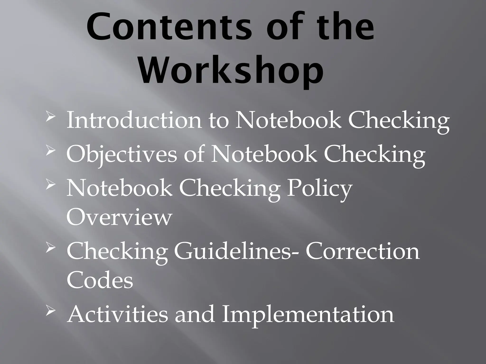 Notebook checking policy for new teachers. | PPTX
