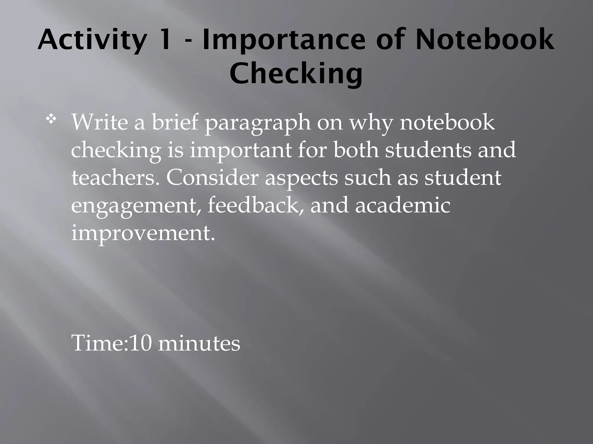 Notebook checking policy for new teachers. | PPTX