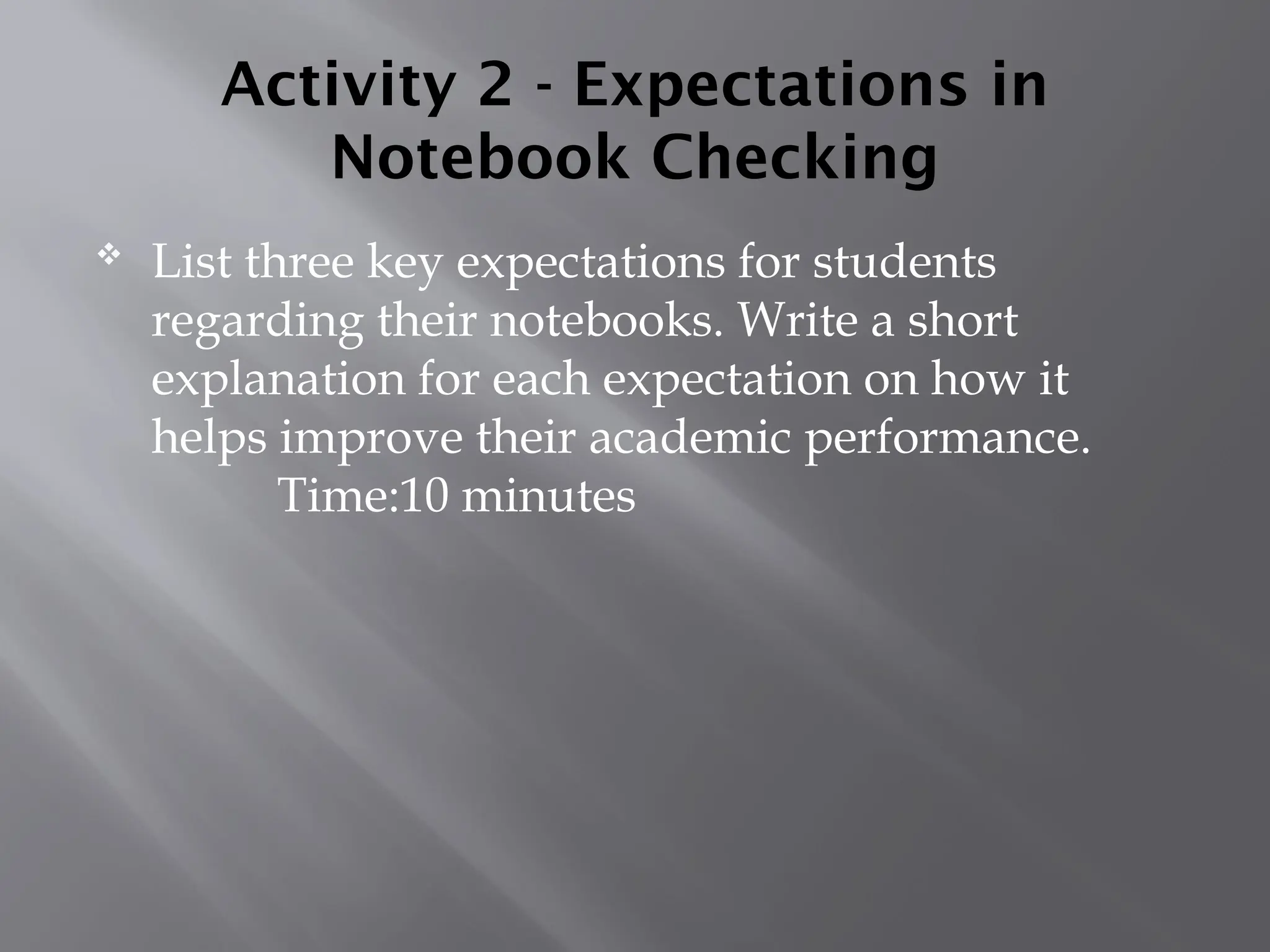 Notebook checking policy for new teachers. | PPTX