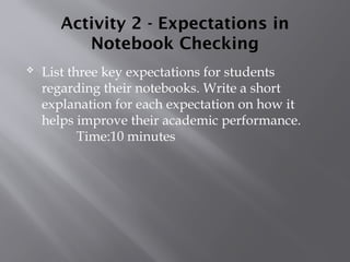 Notebook checking policy for new teachers. | PPTX