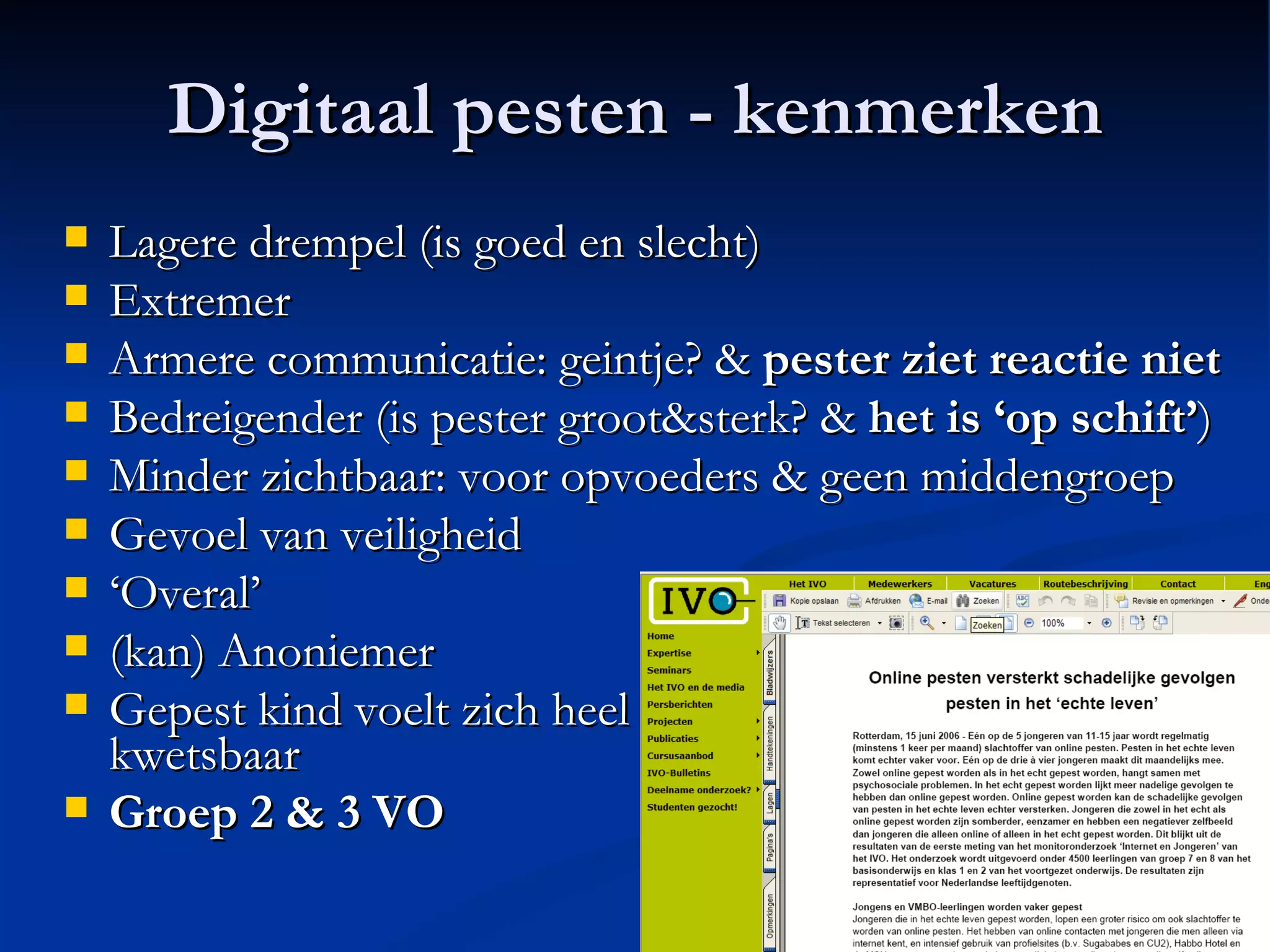 Workshop digitaal pesten | PPT | Email | Internet