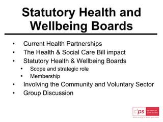 Workshop - Health and wellbeing boards & strategies | PPT