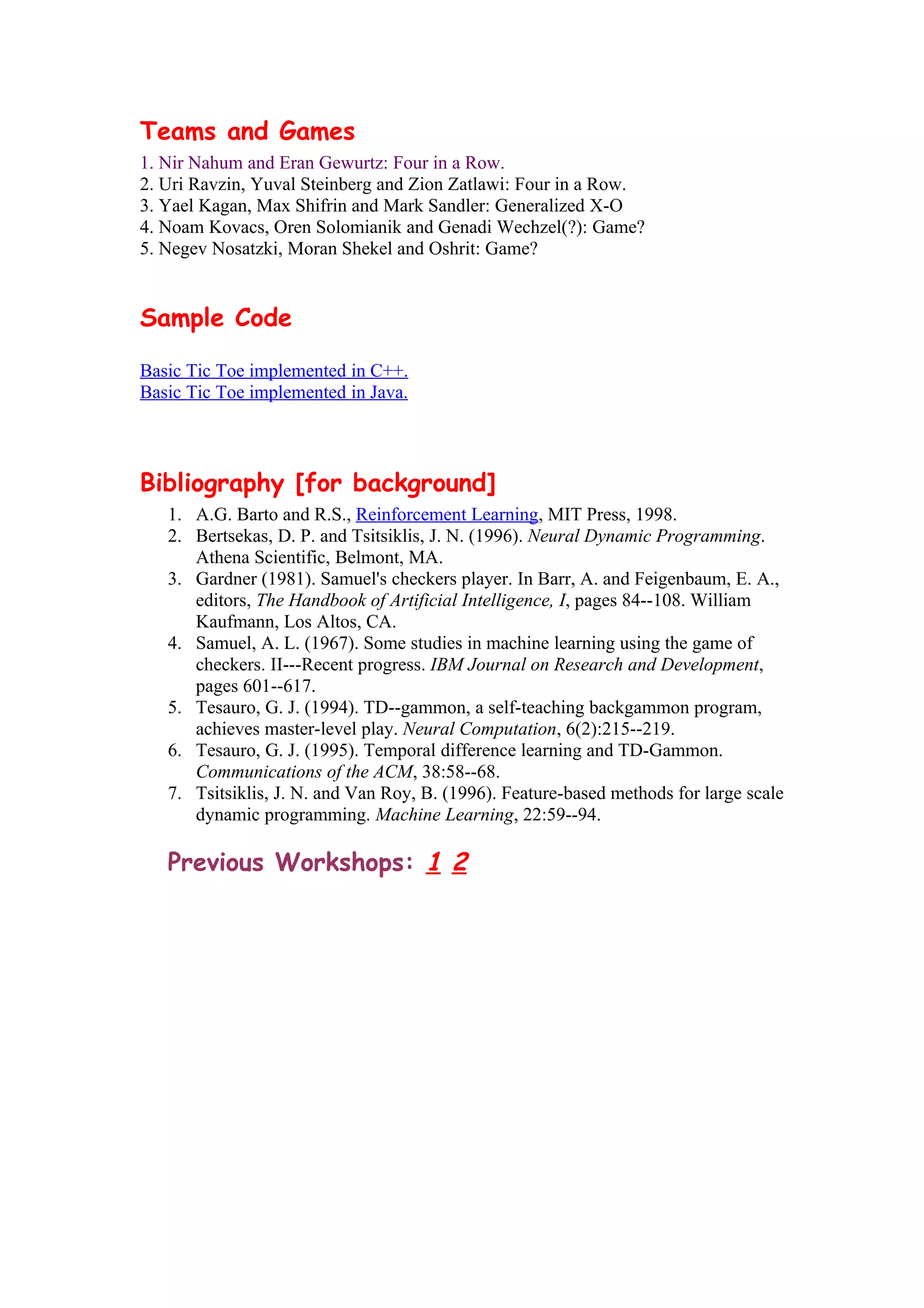 Workshop In Reinforcement Learning Pdf