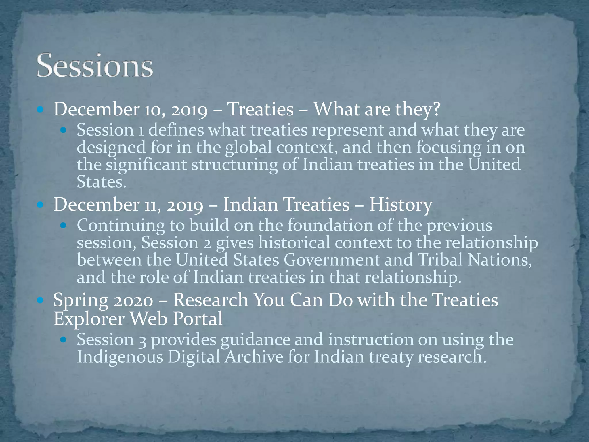Workshop 1 - Treaties - What are They? - 2019 December 10 | PPTX