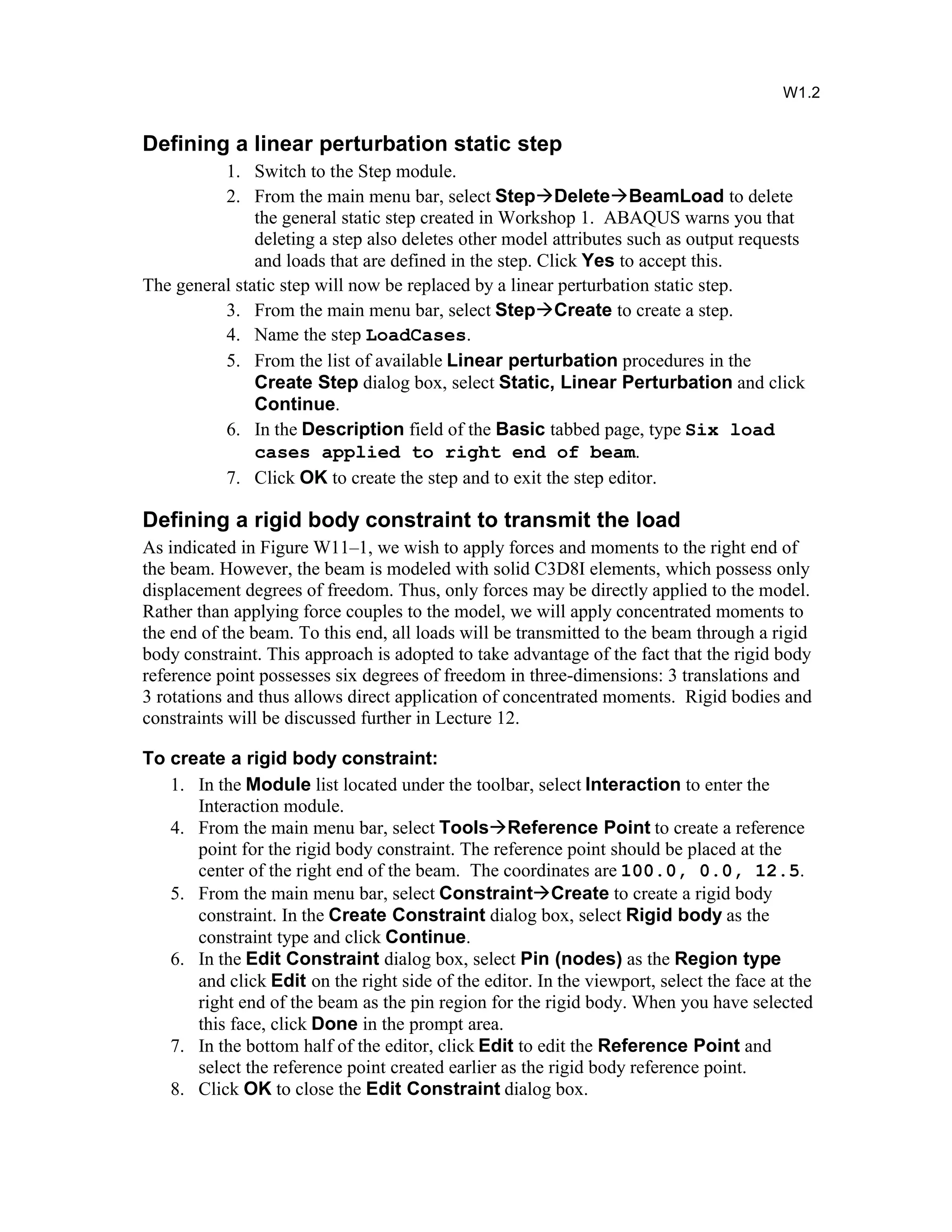 Workshop11 beam-load-cases | PDF
