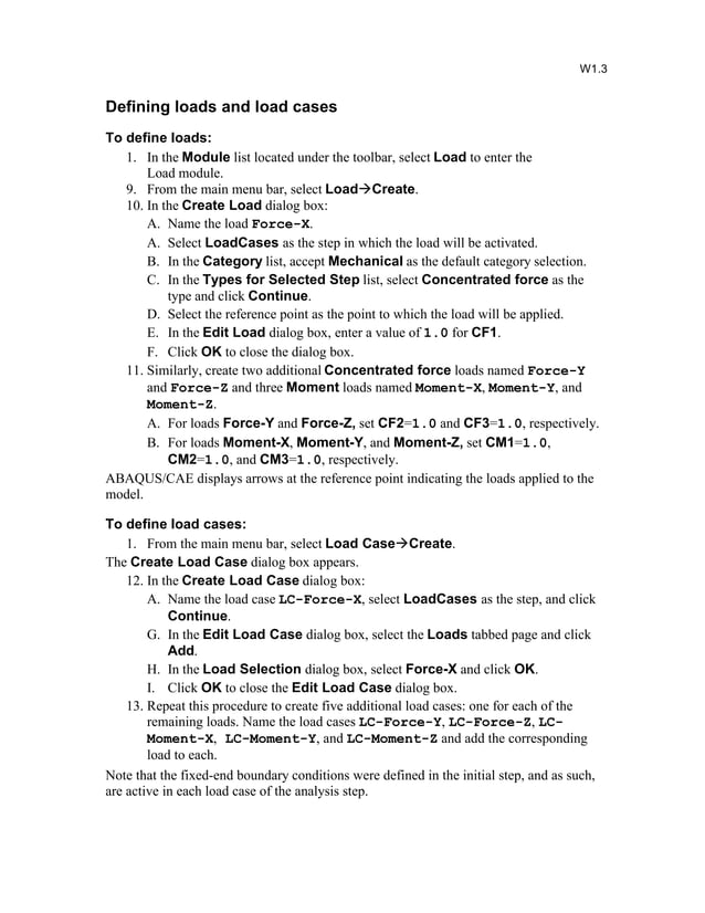 Workshop11 beam-load-cases | PDF