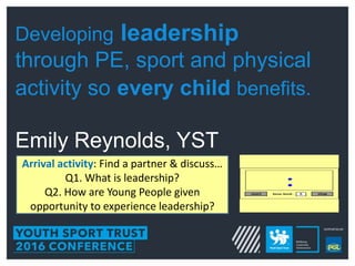 2016 Conference - Achievement for all: developing leadership through PE ...