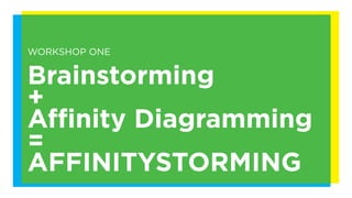 Workshop 1: Brainstorming + Affinity Diagramming = Goals | PPT