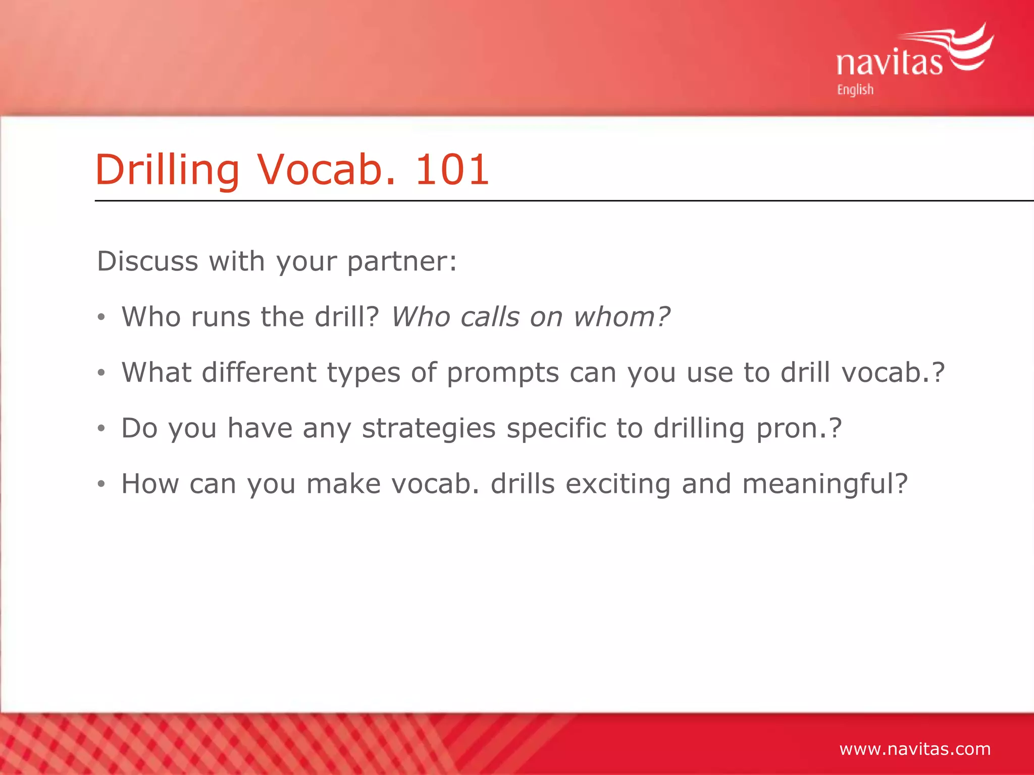 Workshop 1 drilling vocab | PPTX