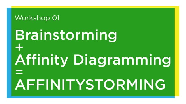 Workshop 1: Brainstorming + Affinity Diagramming = Goals | PPT