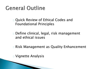 Legal, Clinical, Risk Management and Ethical Issues in Mental Health | PPTX