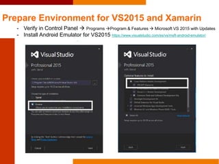 Workshop 2016 Genebank IT - Xamarin and Crossplatform | PPT