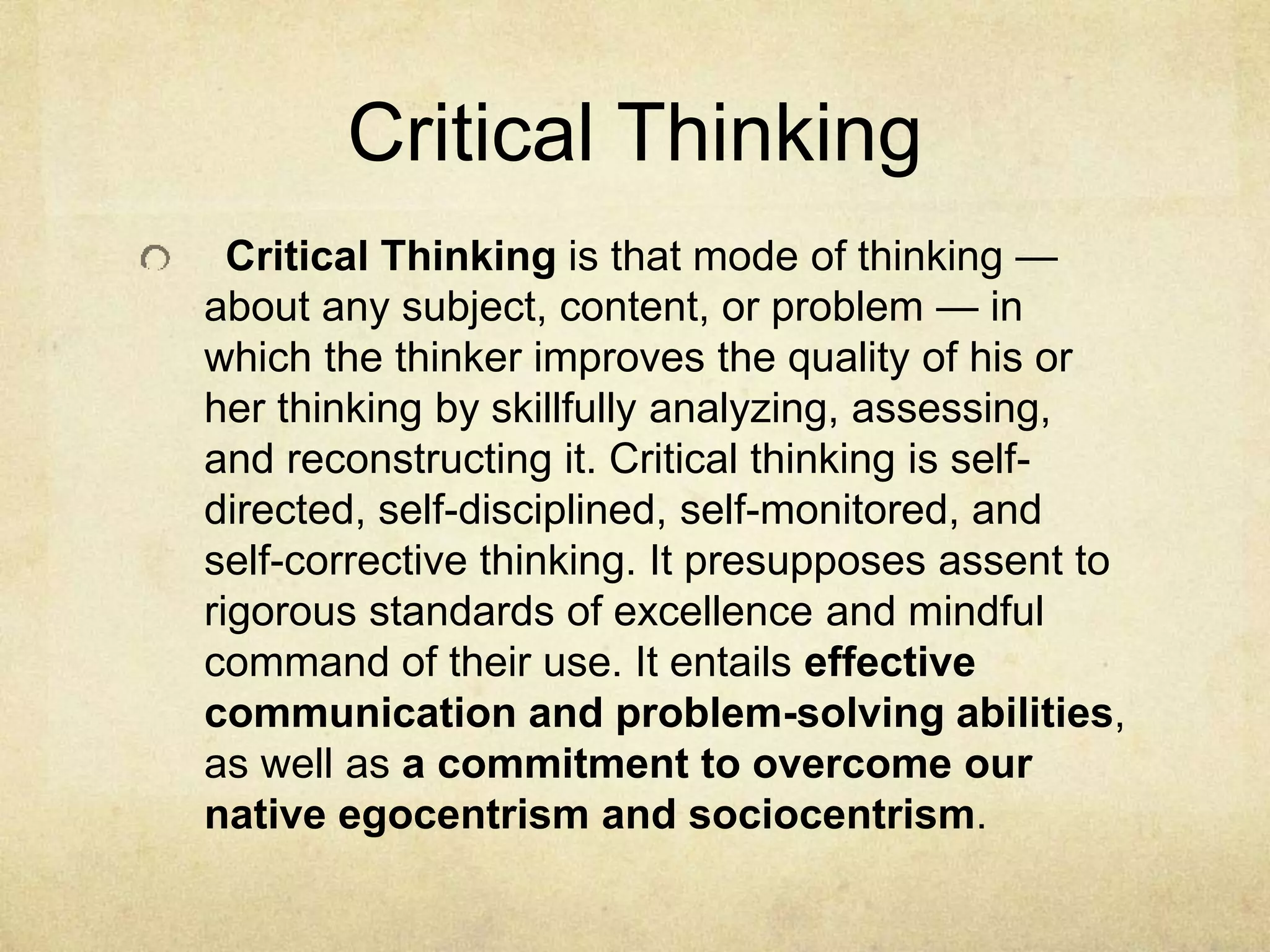 Workshop: Lesson plan through a critical thinking perspective | PPT