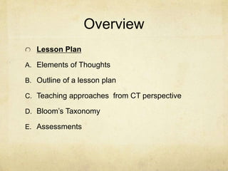Workshop: Lesson plan through a critical thinking perspective | PPT