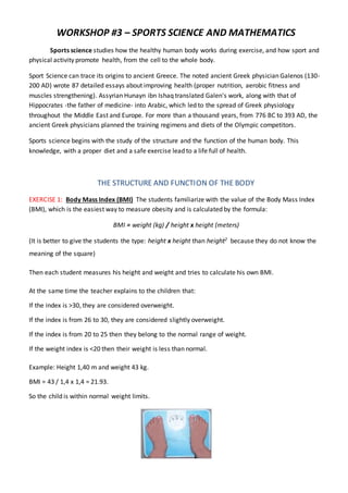 Workshop #3 sports science & mathematics | DOCX