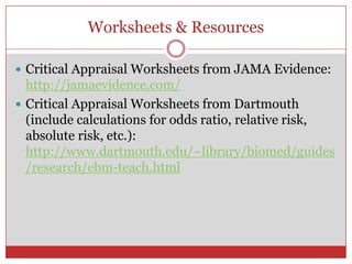 Resident Presentations - Evidence-Based Medicine for Haematology | PPTX ...