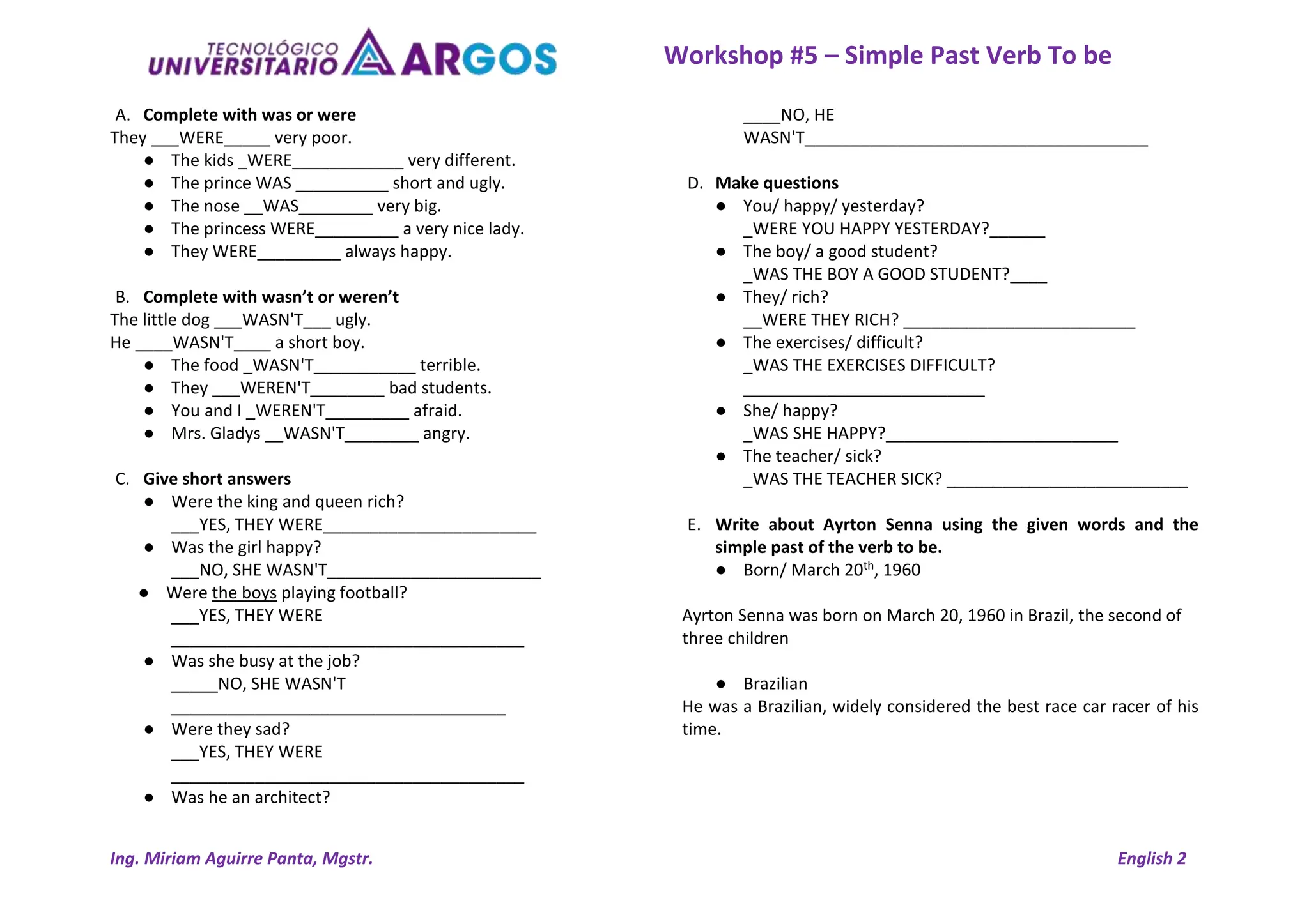 Workshop #5b - Simple Past Verb To be.docx
