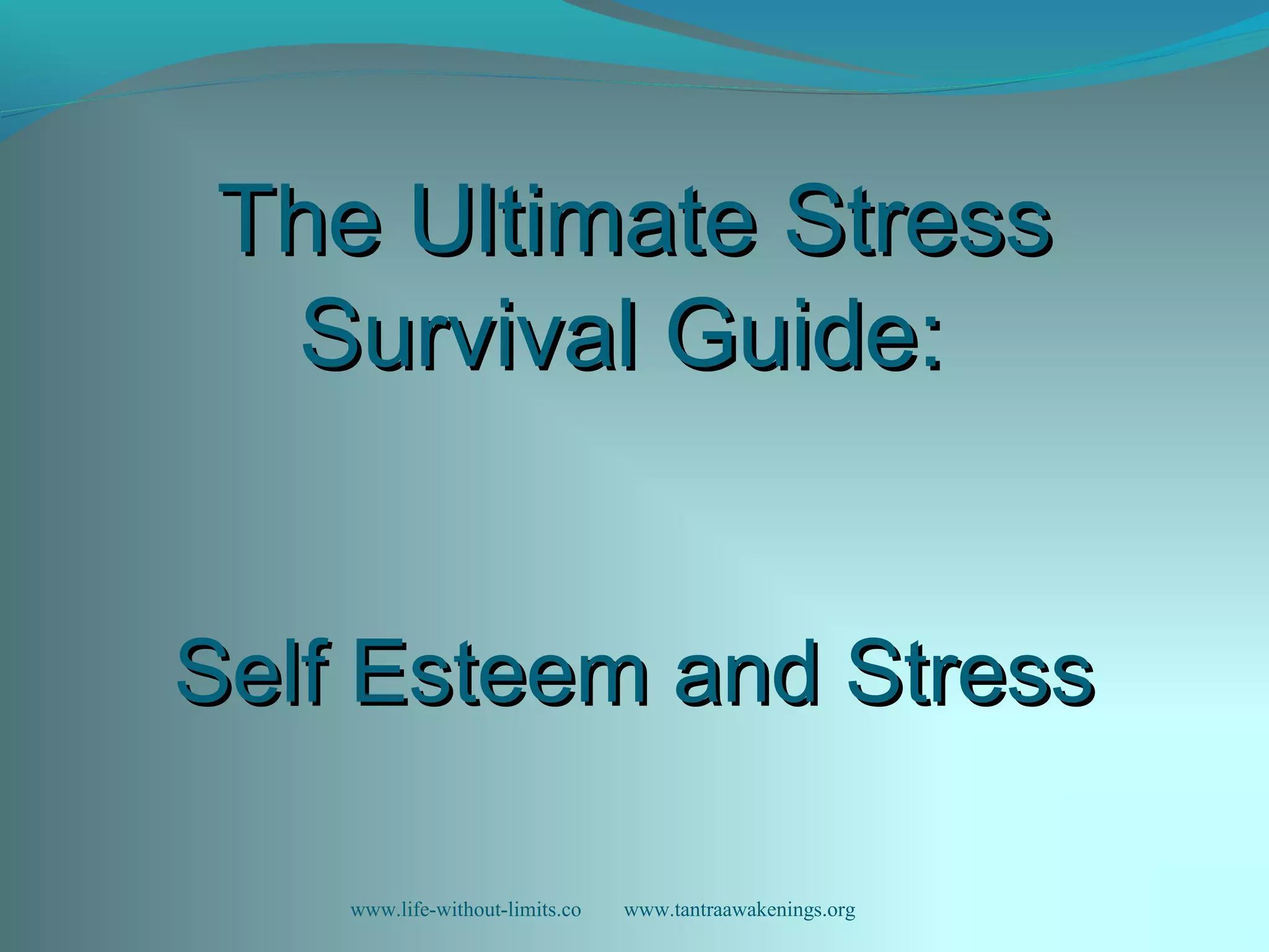 Workshop 5 self esteem and stress | PPT