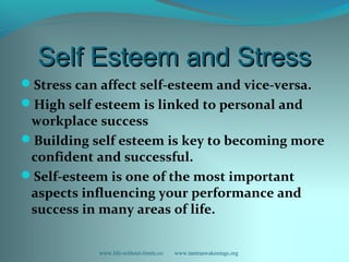 Workshop 5 self esteem and stress | PPT