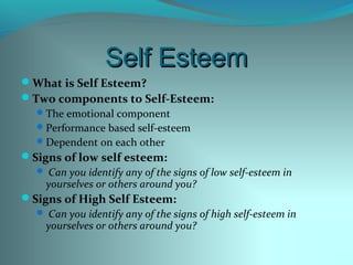 Workshop 5 self esteem and stress | PPT