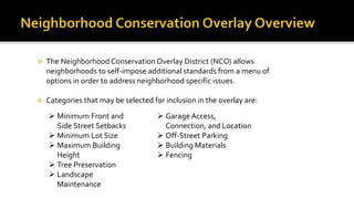 Neighborhood Conservation Overlay | PPTX
