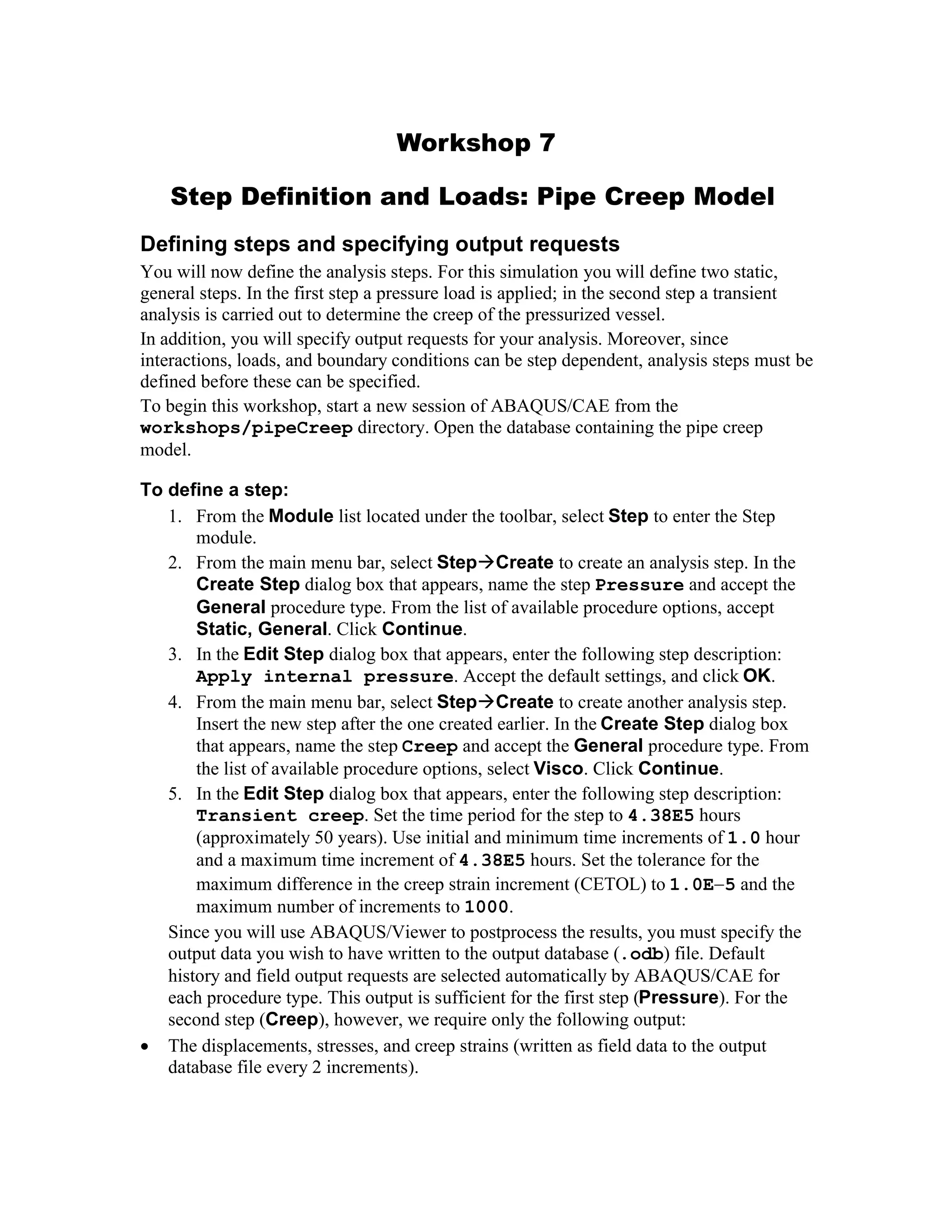 Workshop7 creep-steps | PDF