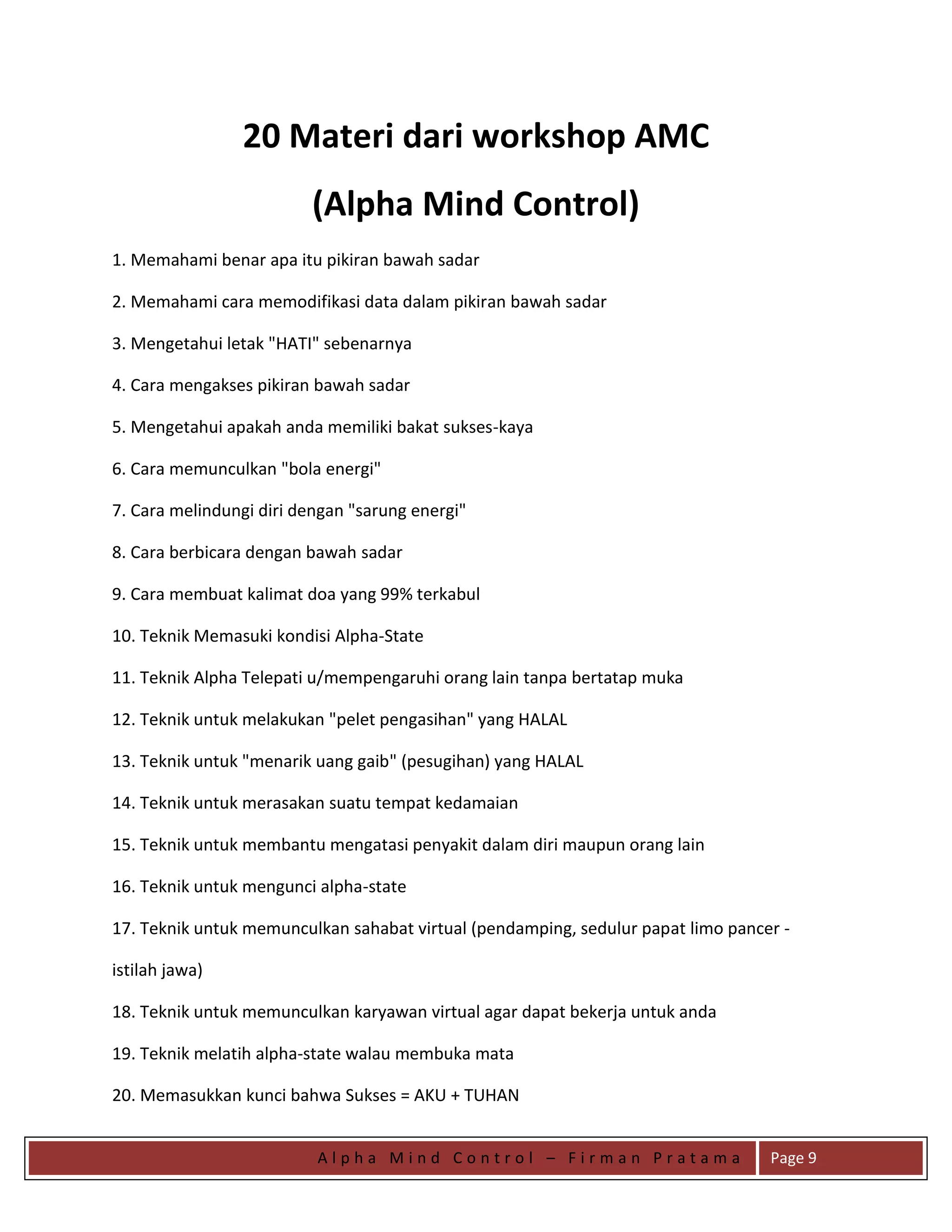 Workshop alpha mind control | PDF
