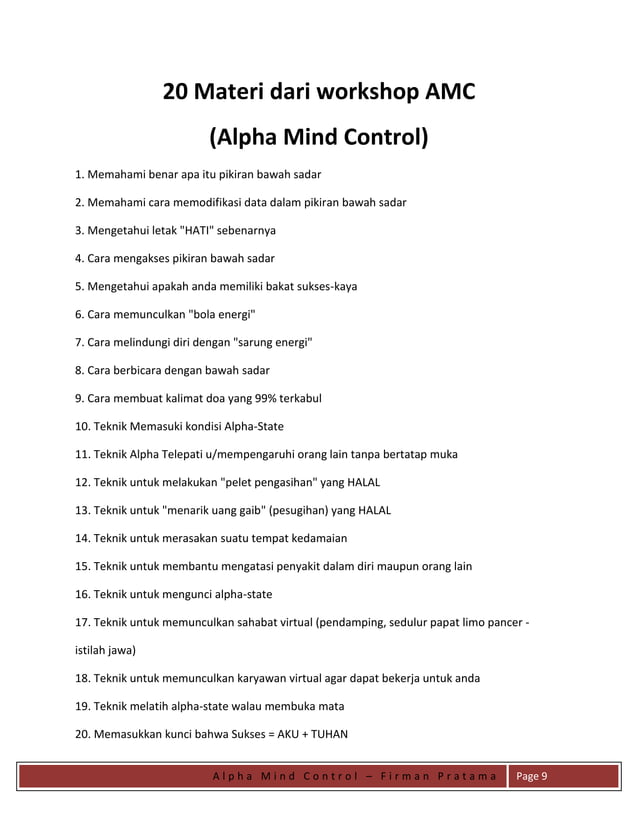 Workshop alpha mind control | PDF