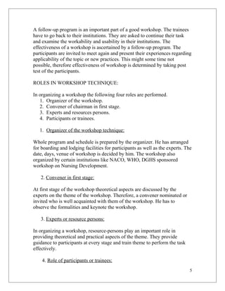 Workshop | DOC | Workshops and Classes | Hobbies & Interests