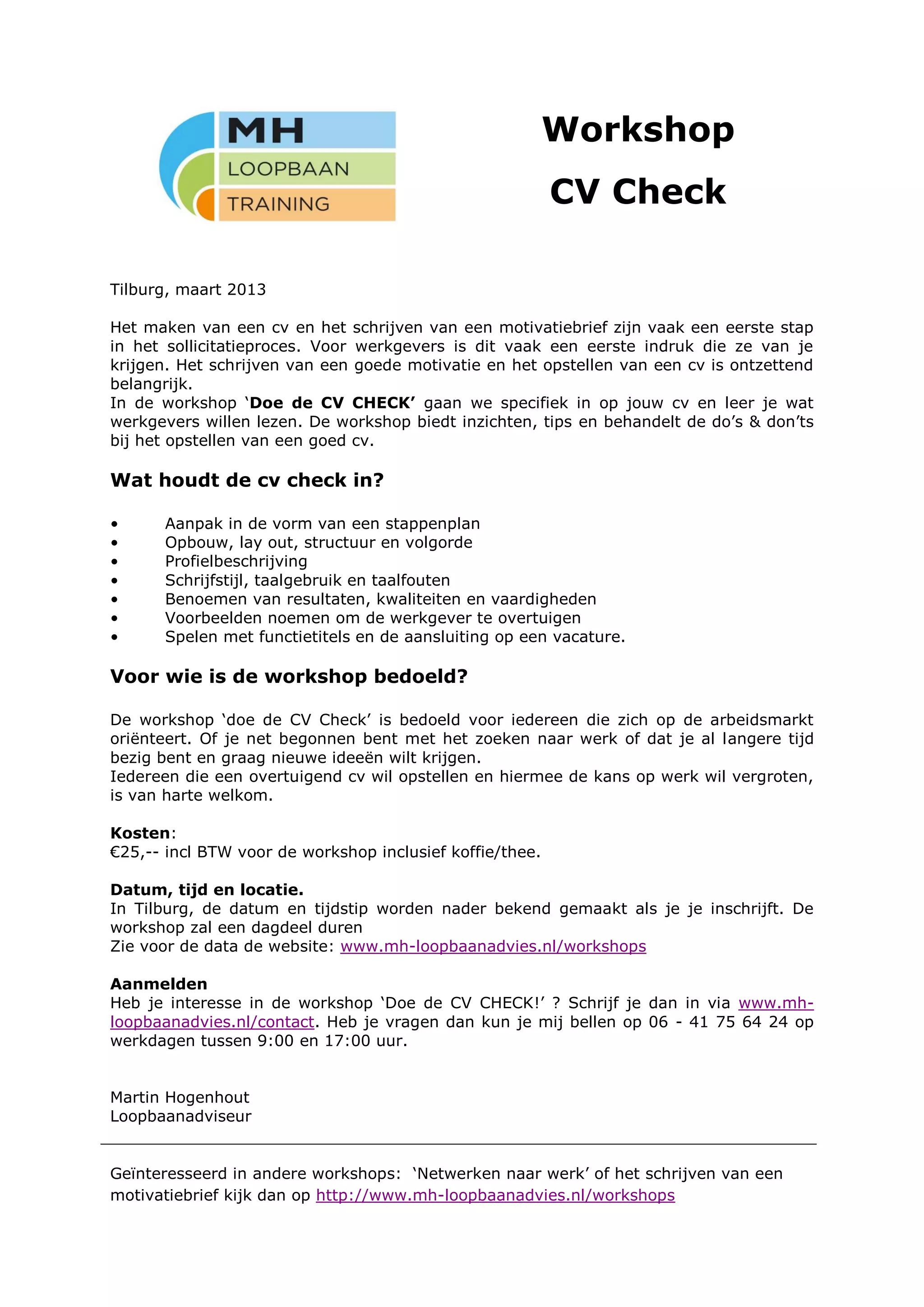 Workshop cv check_2013 | PDF