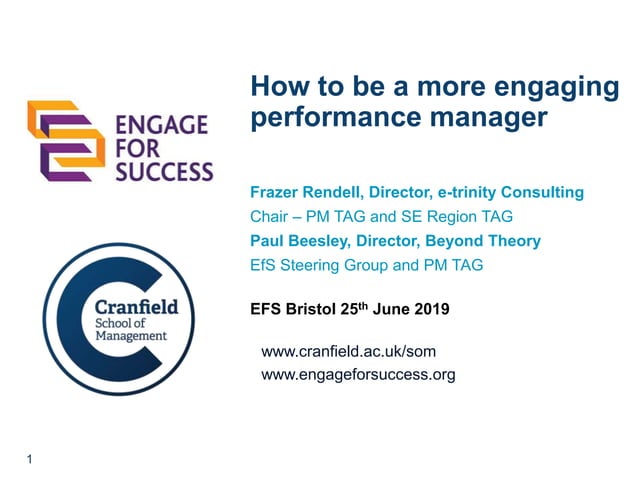 Frazer Rendell, e-trinity Consulting - engagement and managing performance | PPT