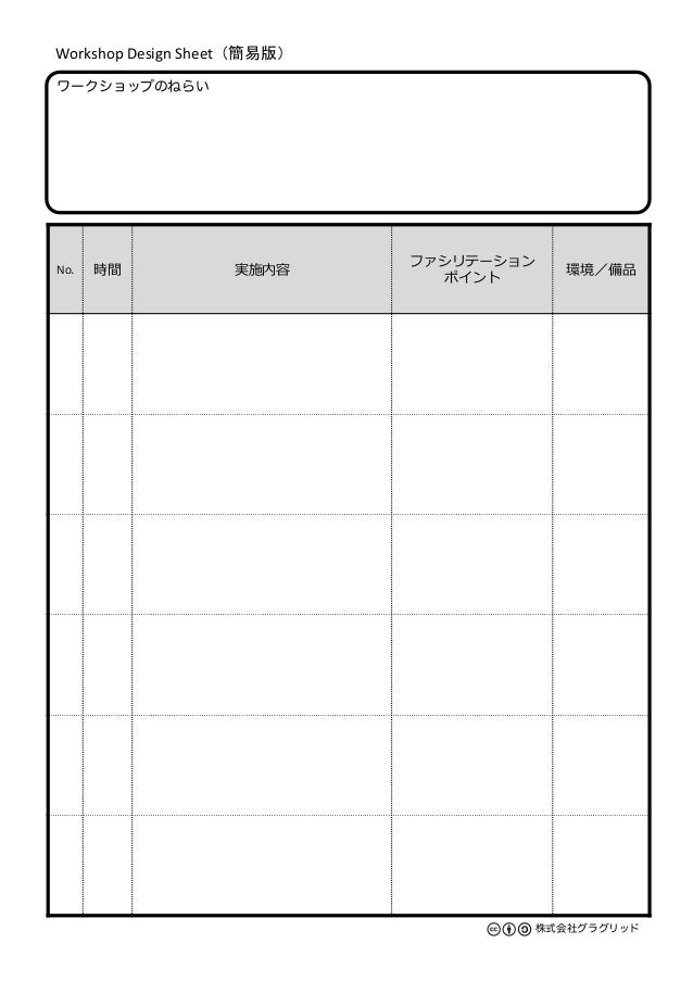 Workshop design sheet for biginner