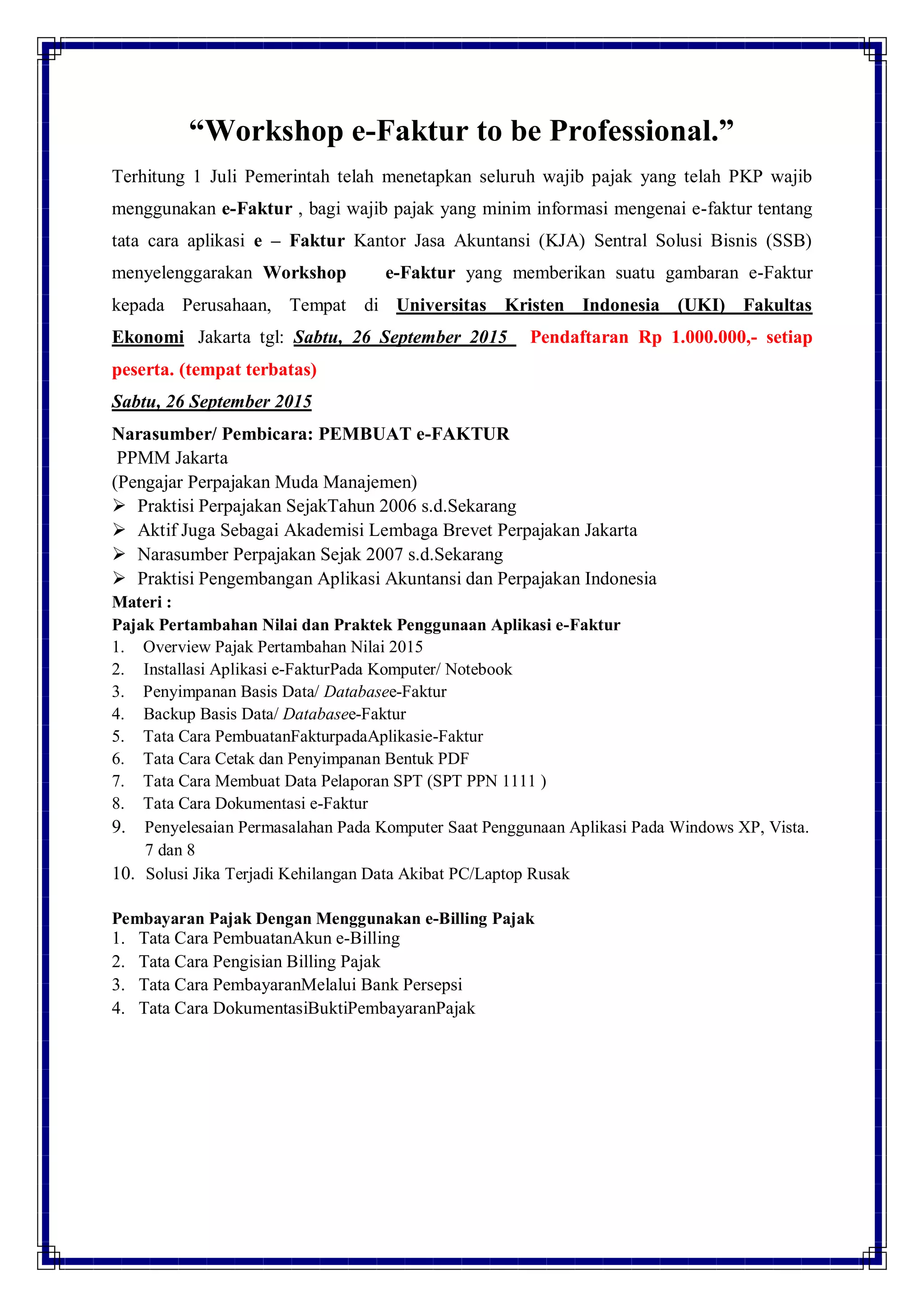 Training & Workshop e faktur | PDF