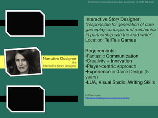 Video Game Narrative Workshop | PPTX