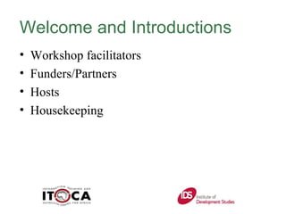 Workshop introduction and overview | PPT | Workshops and Classes ...