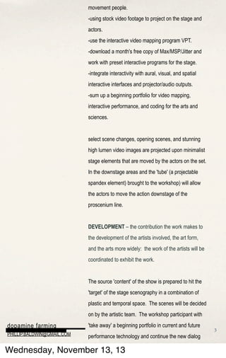 Workshop in video mapping and interactive performance.a. copy | PDF