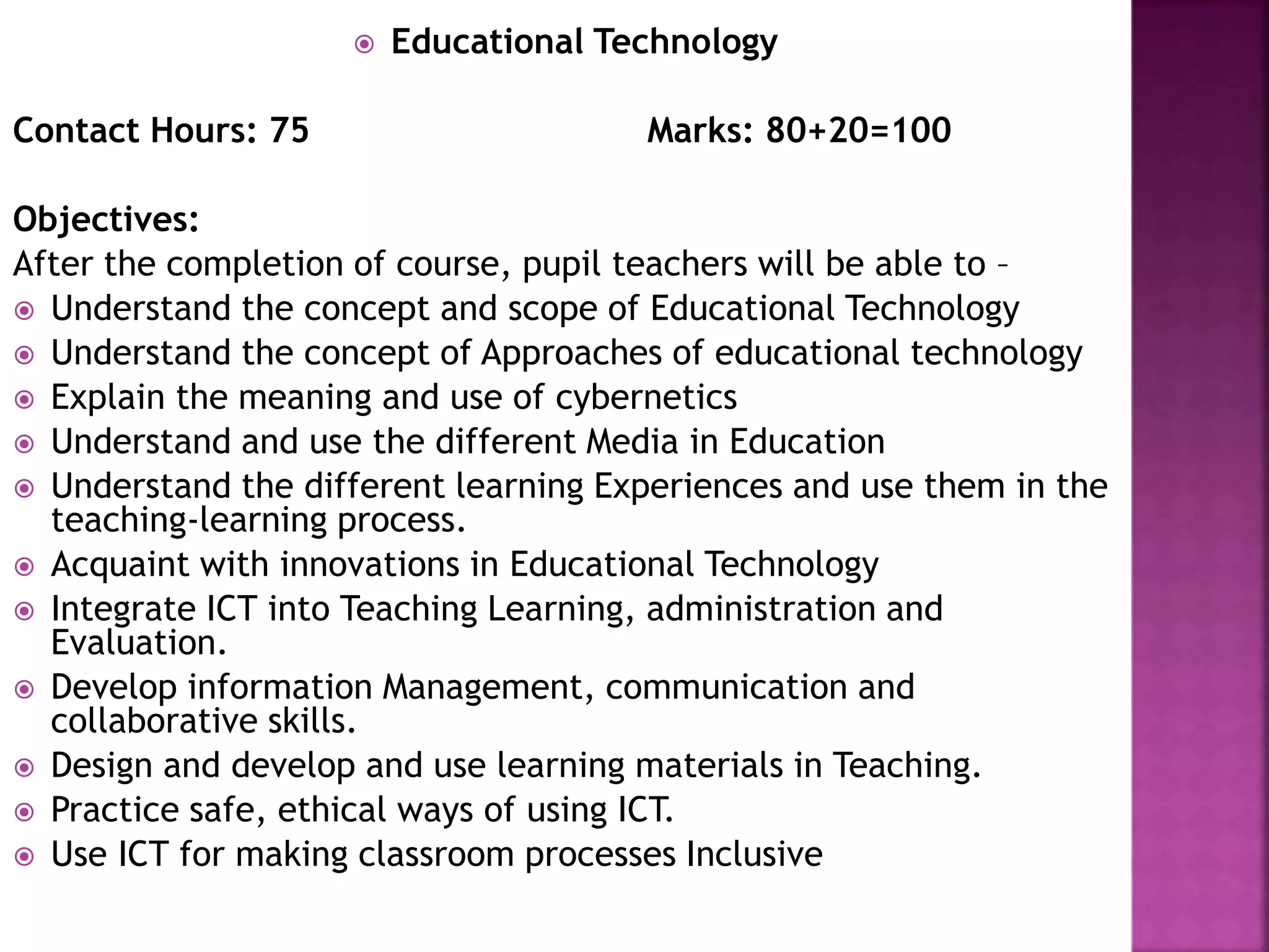 ICT use in B.Ed. Teacher Education course | PPTX