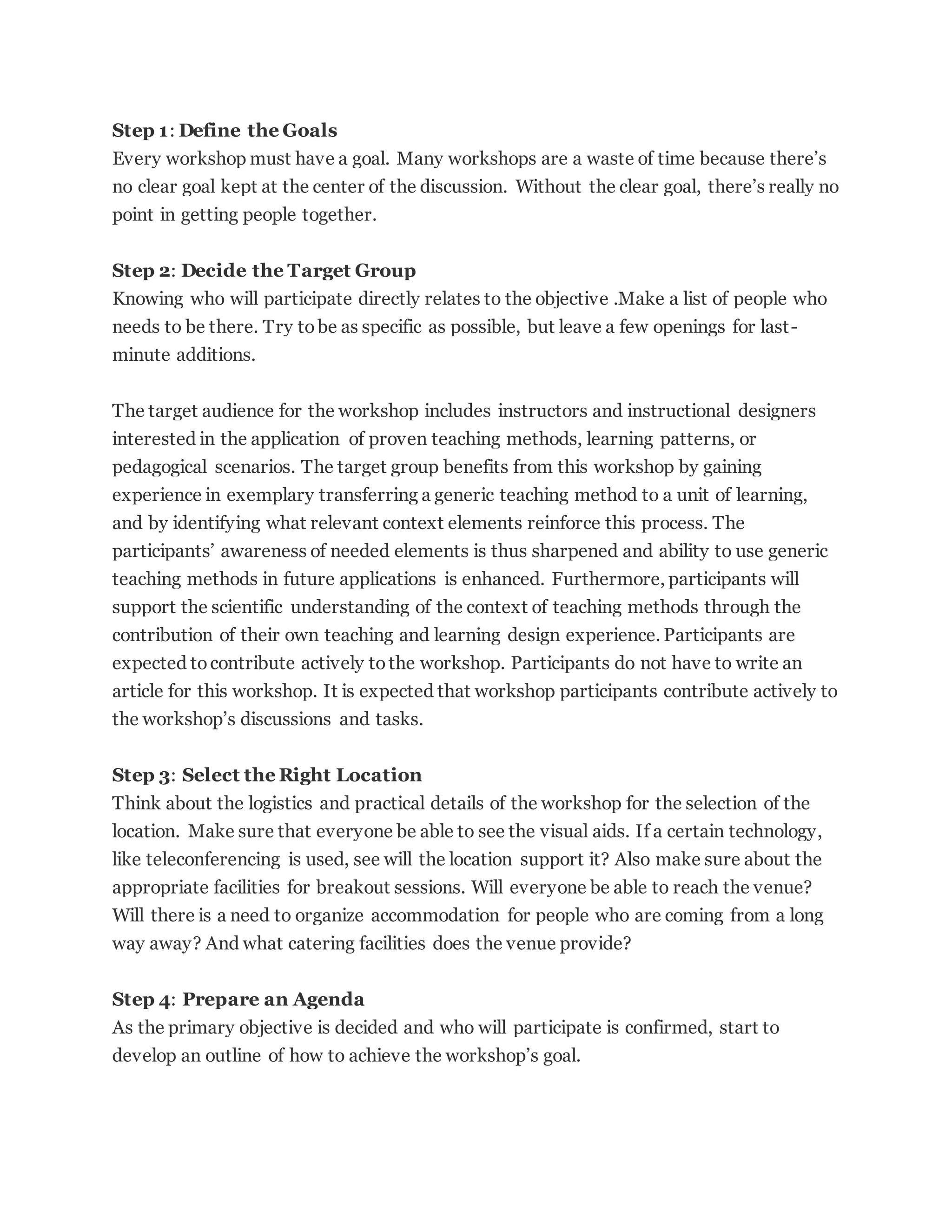 Workshop method commerce | DOCX