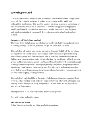 Workshop method commerce | DOCX