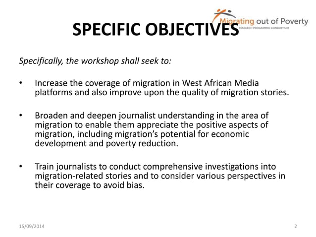 Media Training Workshop on Migration - Objectives, Ghana 2-4 September 2014 | PPT
