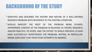 Overview on writing research problem,introduction & background of the ...