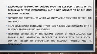 Overview on writing research problem,introduction & background of the ...