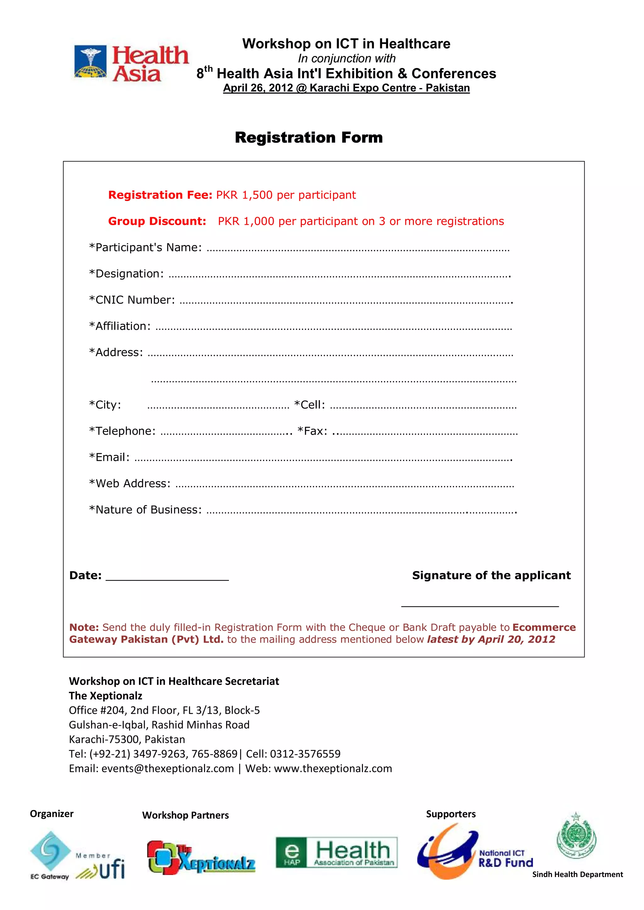 Workshop on ICT in Healthcare - Registration Form | PDF