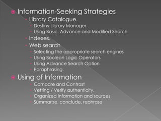 Workshop on information literacy | PPT