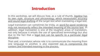 Techniques and Tools of Legal Translation | PPTX