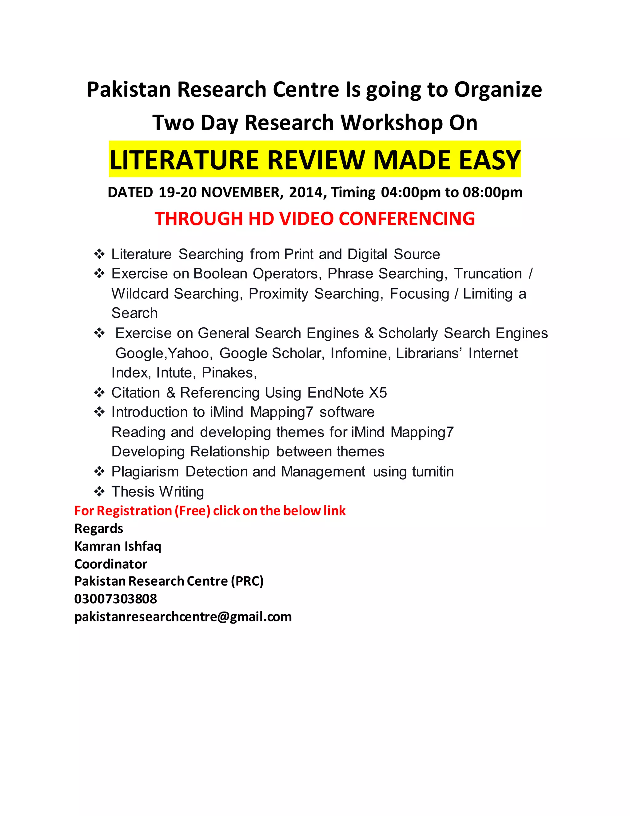 Workshop on literature review made easy | DOCX | Search | Internet