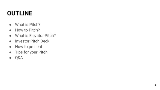 Workshop on Pitching | PPTX