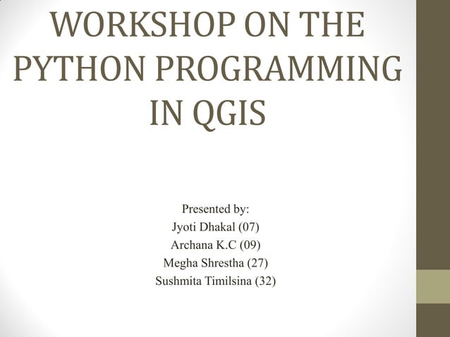 Workshop with python qgis | PDF