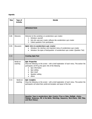 Workshop on quiz creator | DOC