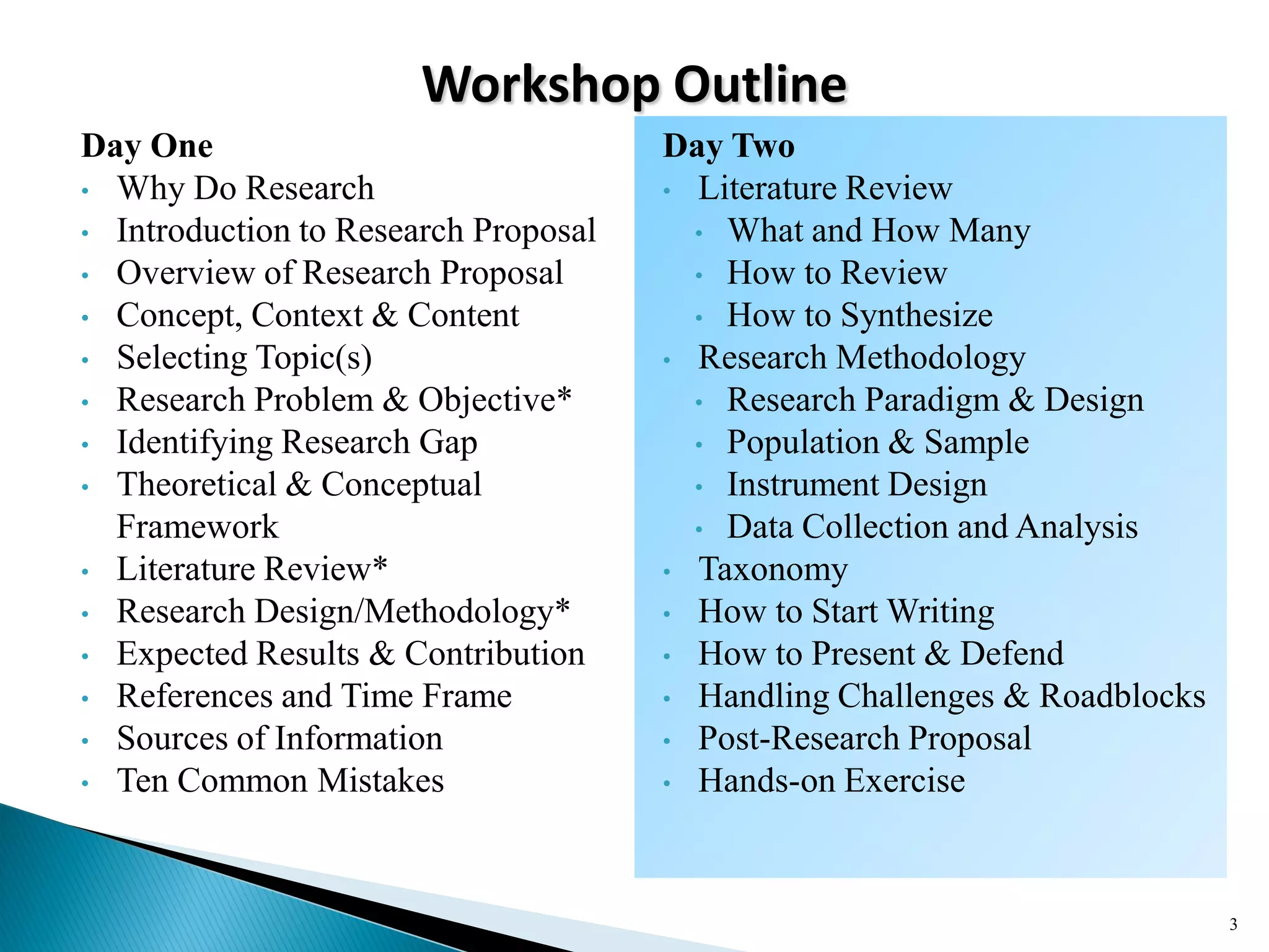 Workshop Slides on Research Proposal and Procedure 190415 | PDF